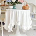 100% Cotton Round Table Cloth Washable Vintage Ruffle Tablecloth For ...