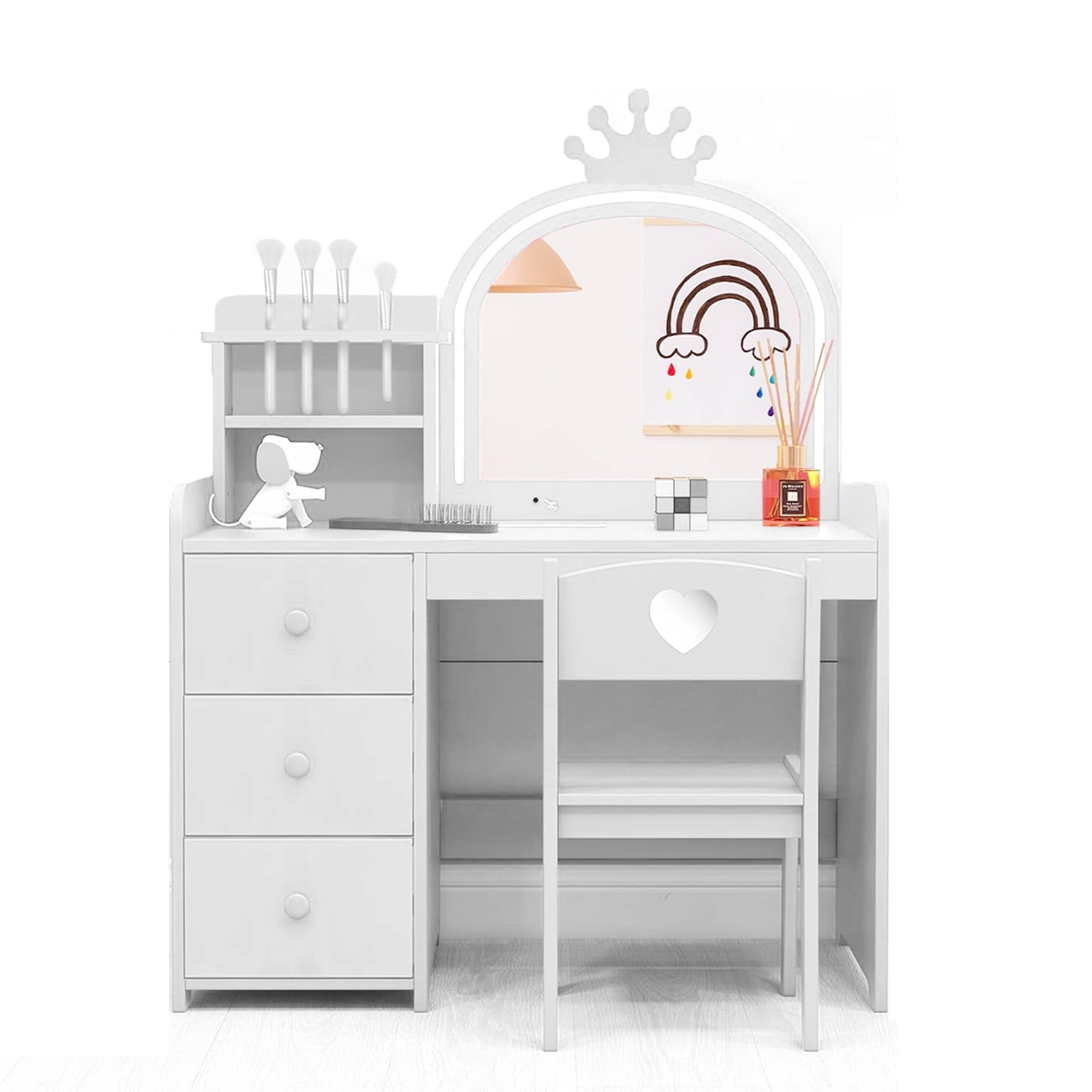 Click here for Solled Kids Vanity Desk With Mirror And Lights  Wh... prices