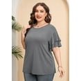 SHOWMALL Plus Size Women Top Short Sleeve Gray 3X Tunic Shirt Summer ...