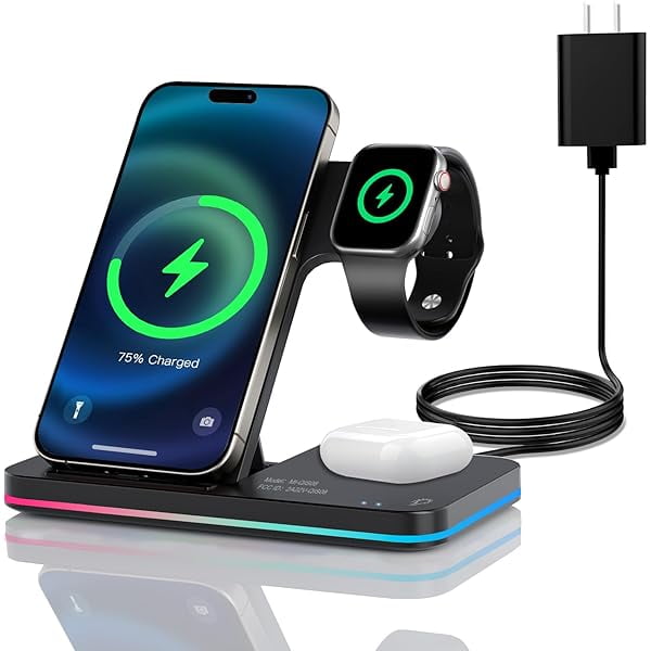 Click here for W829 3 In 1 Charging Station Wireless Charger (Bla... prices