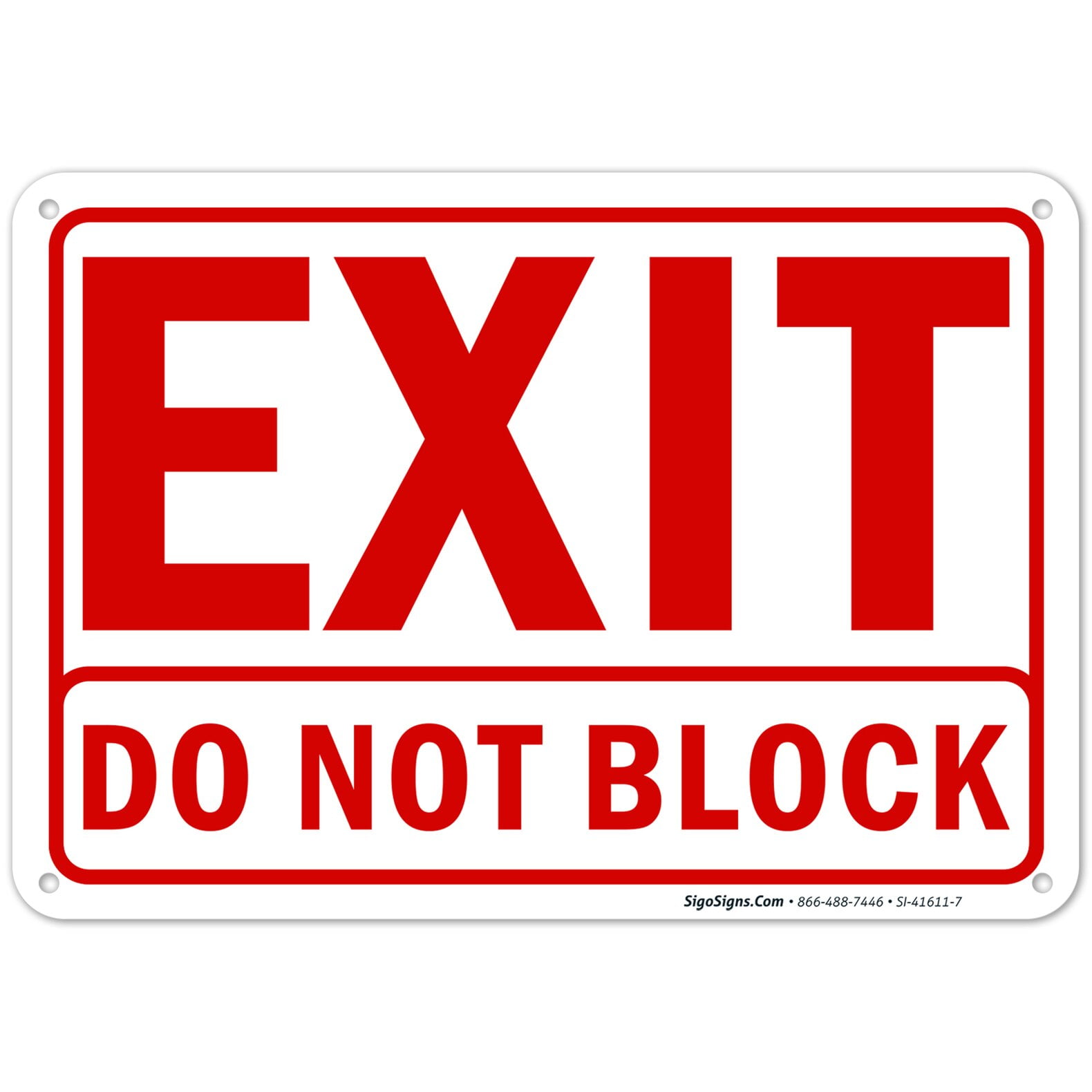 Exit Do Not Block Sign - Walmart.com - Walmart.com