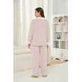U2SKIIN Women's Fleece Pajama Set, Soft Plush Jacquard Sleepwear Cozy Lounge Pjs set,(Pink+White ...