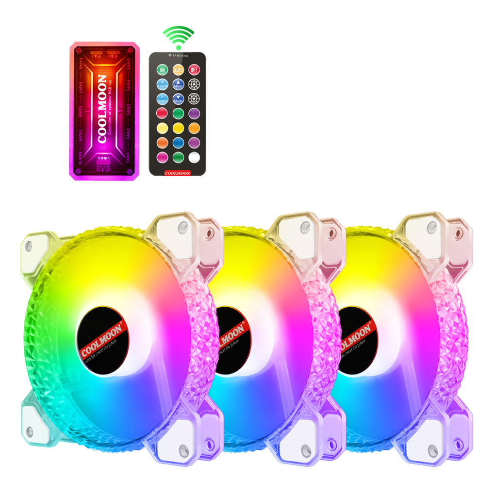 HESITONE Coolmoon Computer Chassis Diamond PC Fan Adjust RGB Cooling ...