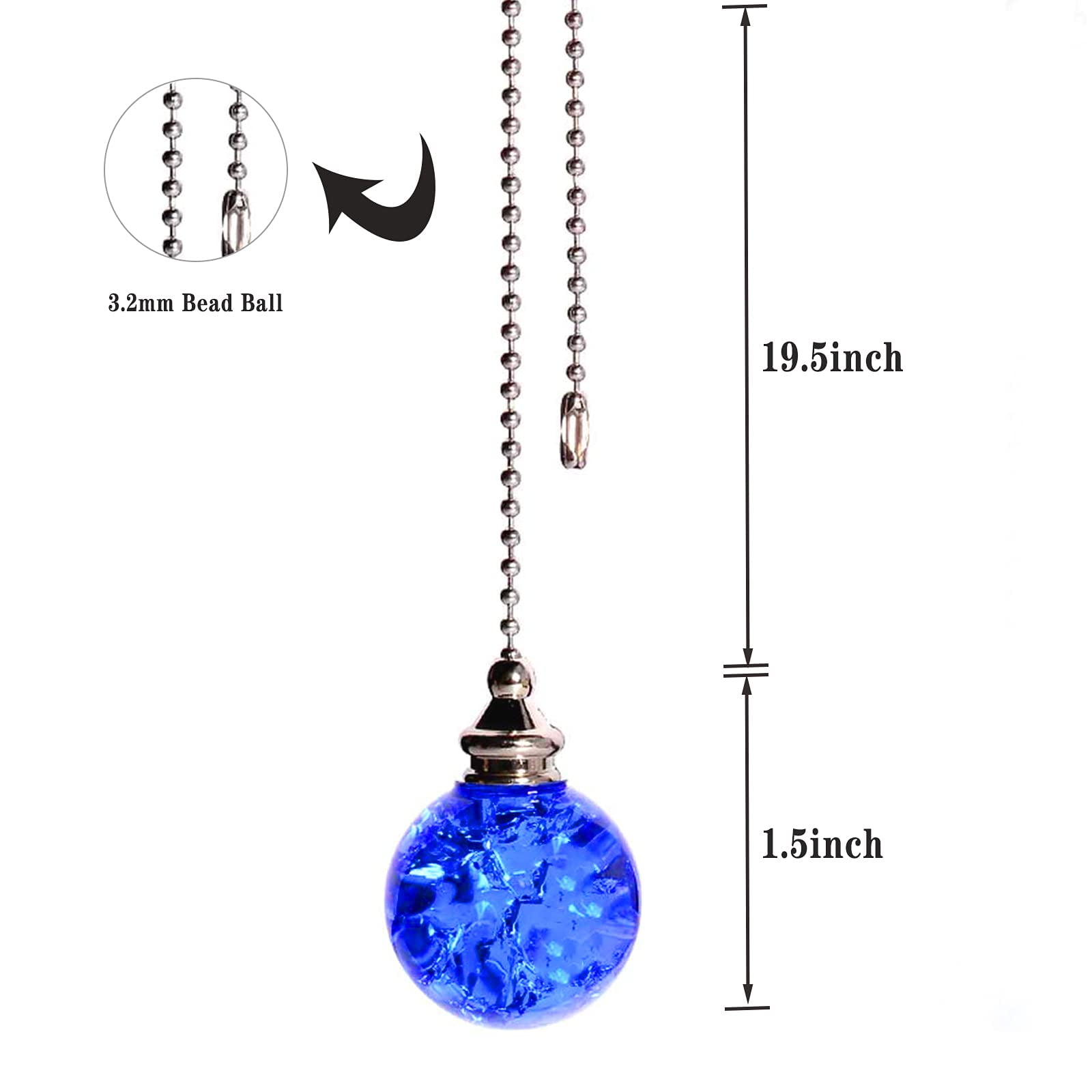 FOAUUH Ceiling Fan Pull Chain, Decorative Crstal Fan Pull Chain ...