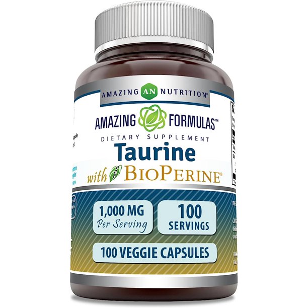 Amazing Formulas Taurine with Bioperine 1000 mg Per Serving 100 Veggie ...