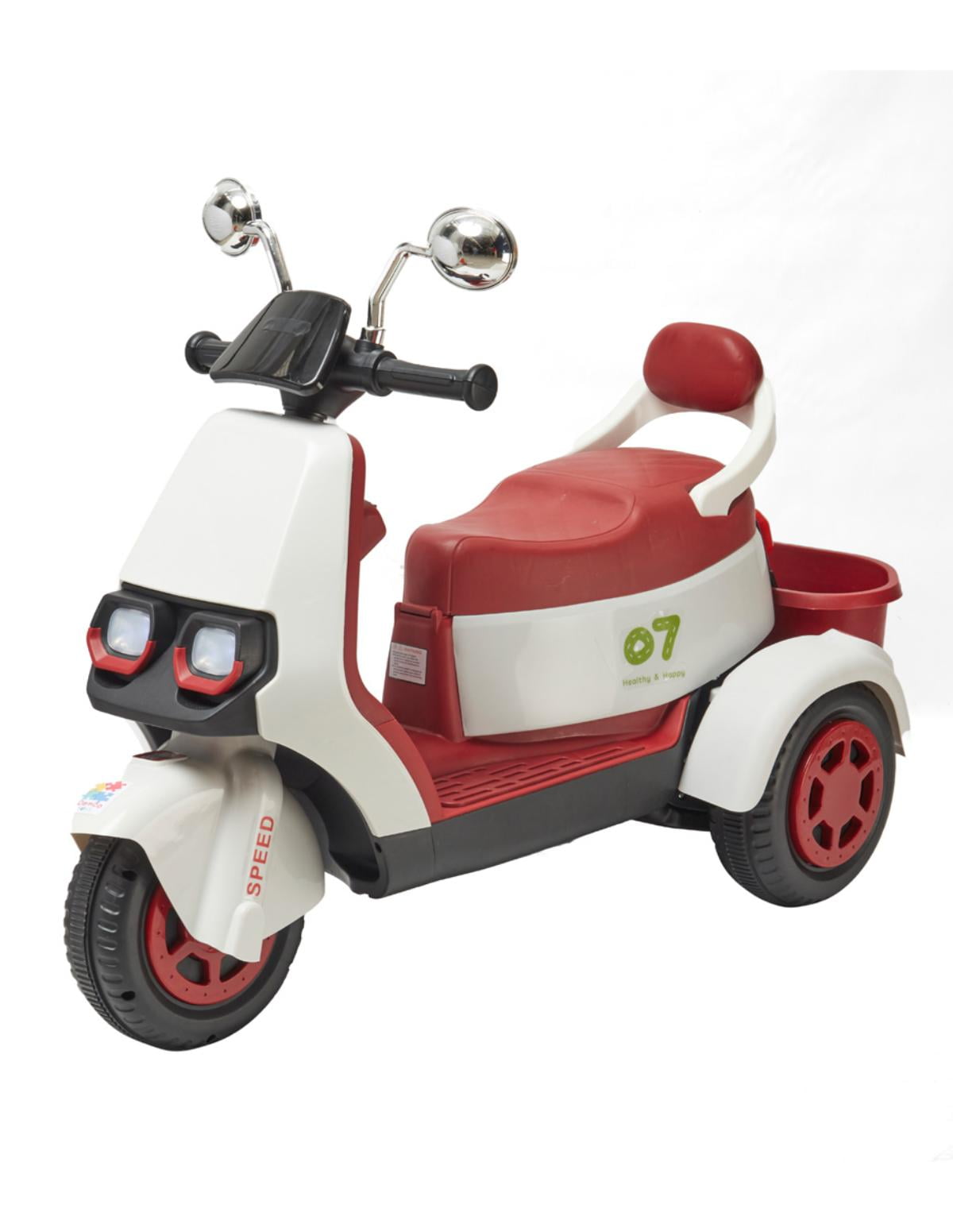 Montable Electrico Denco Toys Motoneta Blanco Rojo Con Control Remoto ...