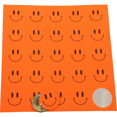 Fluorescent Red Smiley Face Dot Circle Stickers 1 Inch Round Labels 10 ...