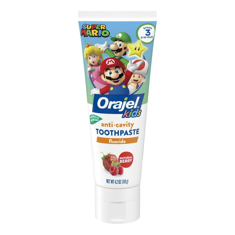 Orajel Kids Super Mario Anti Cavity Fluoride Toothpaste Natural Berry Flavor 4.2oz Tube Walmart