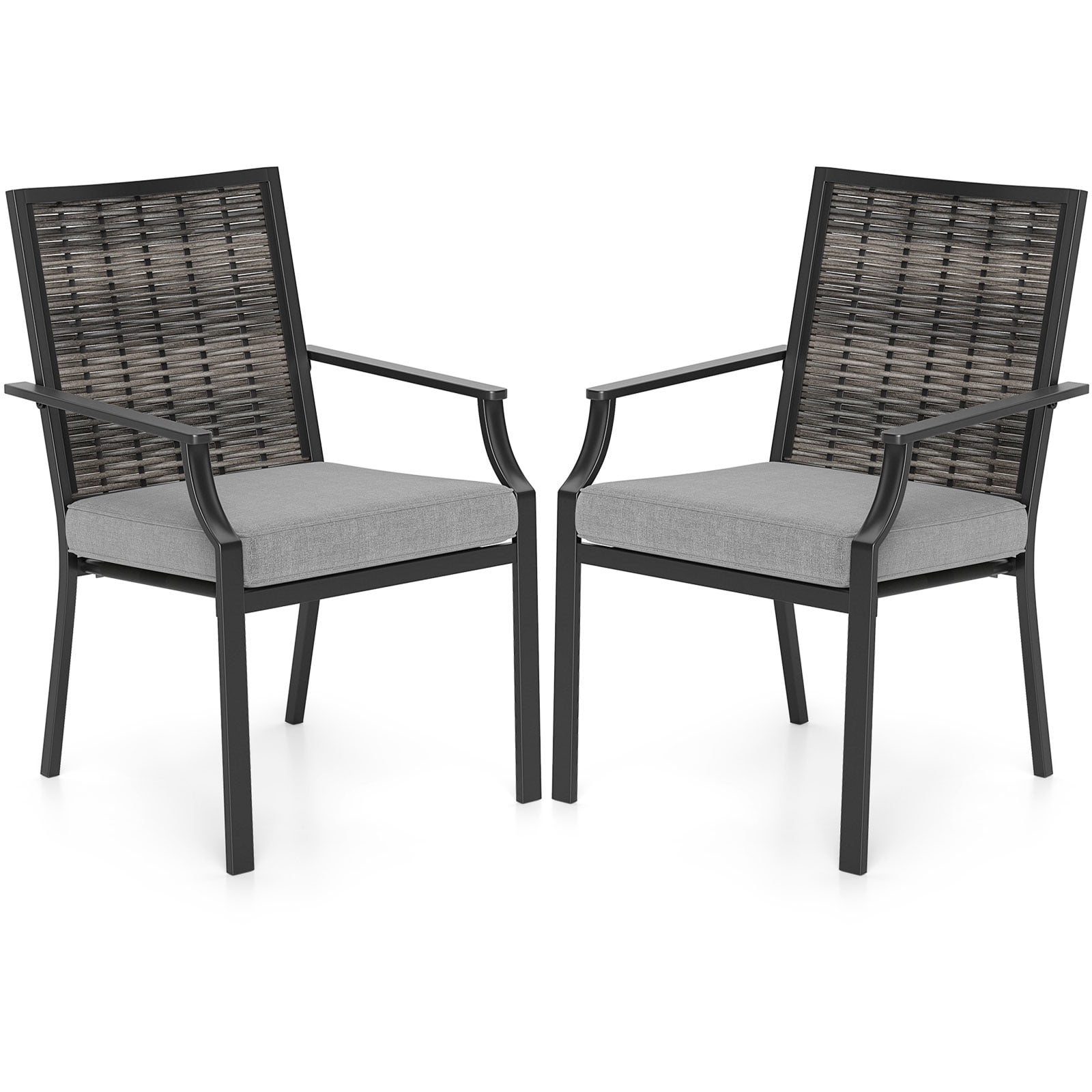 Click here for Costway Patio Wicker Chairs Set Of 2 Stackable Rat... prices
