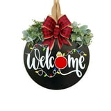 Wefuesd Christmas Welcome Sign For Front Door Hanging Wooden Welcome ...