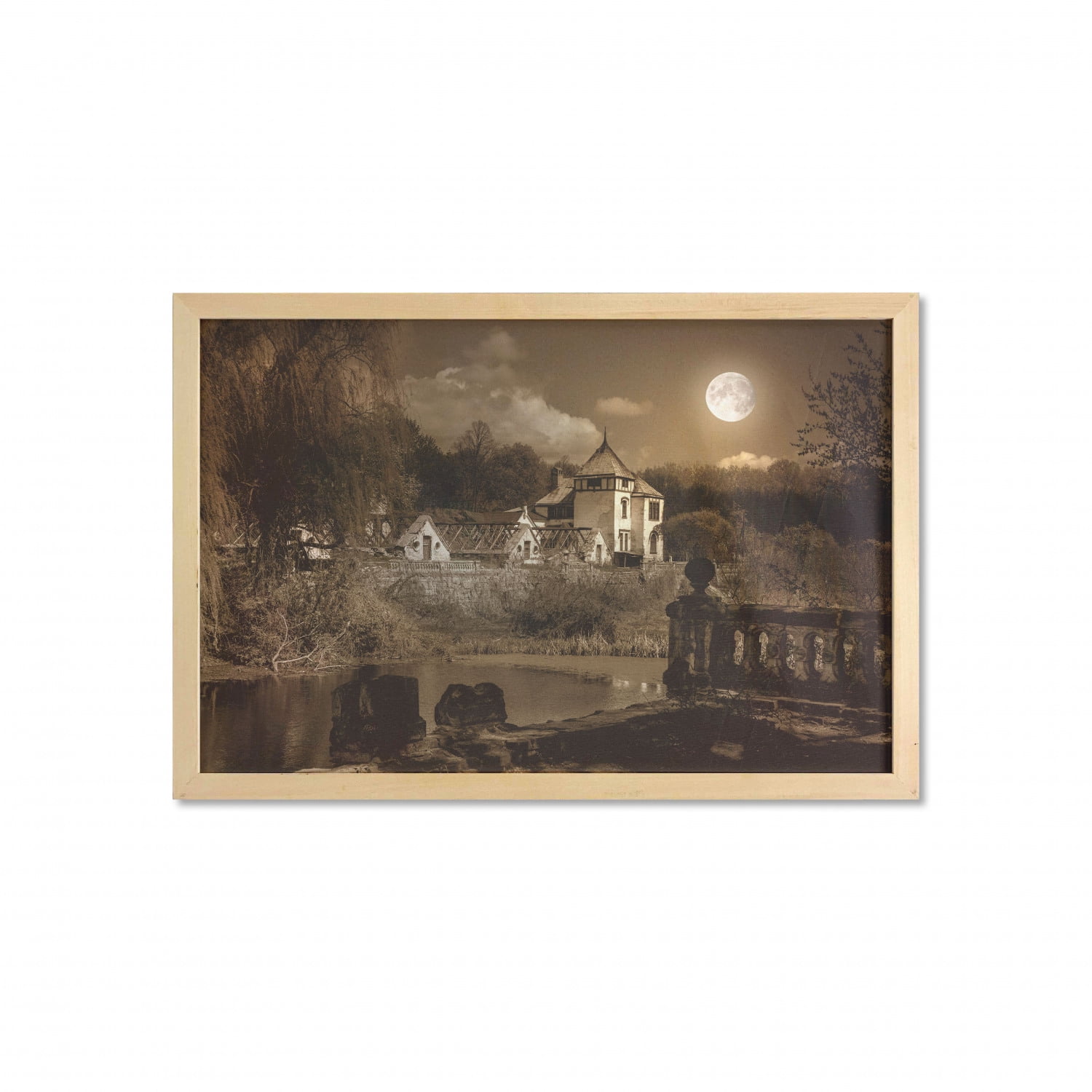 Gothic Wall Art with Frame, Photo of Old Medieval Myst House in Retro ...