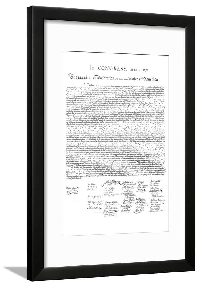 Declaration of Independence Authentic Reproduction White Art Poster ...