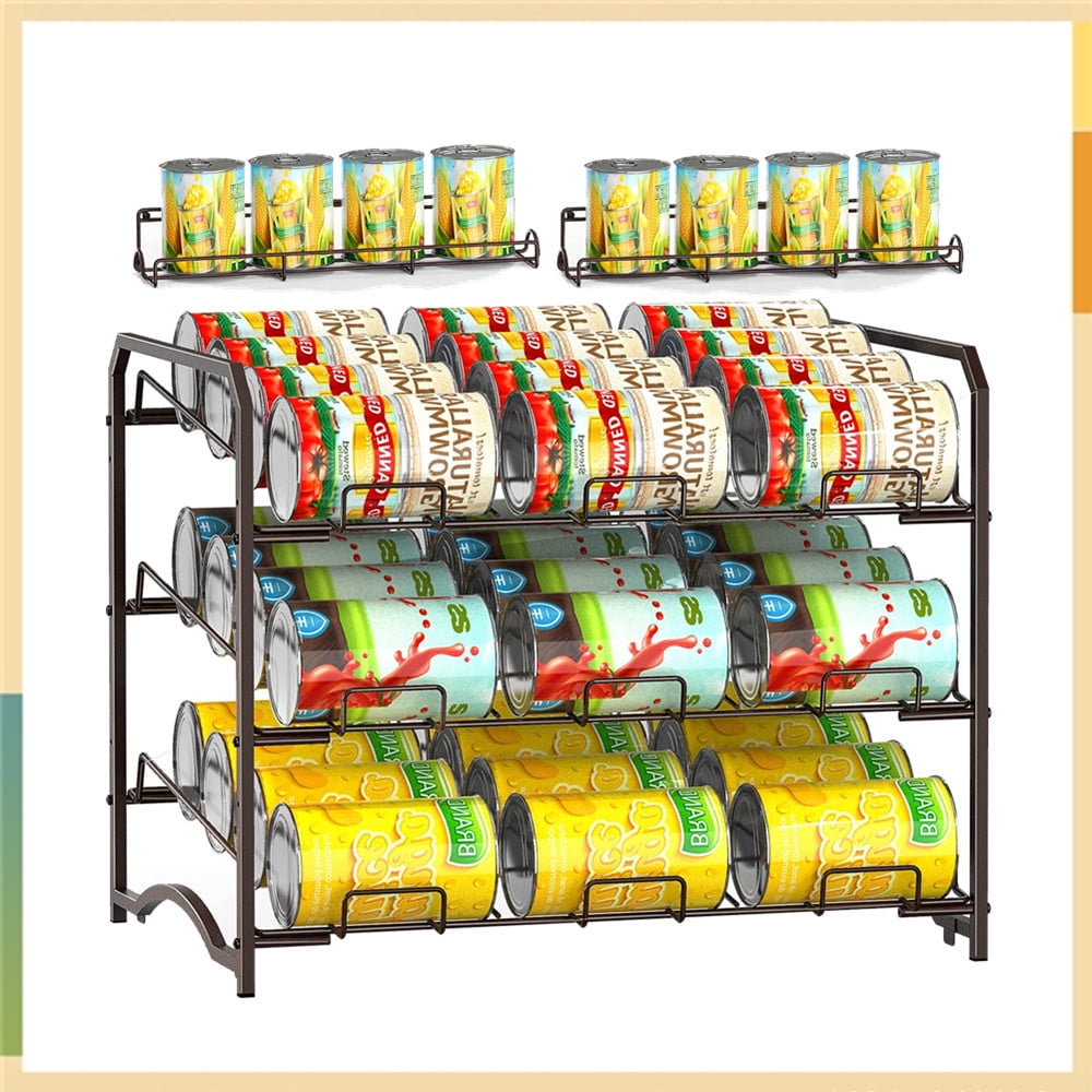 3 Tier Metal Can Rack Stackable Freestanding Can Storage Dispenser ...