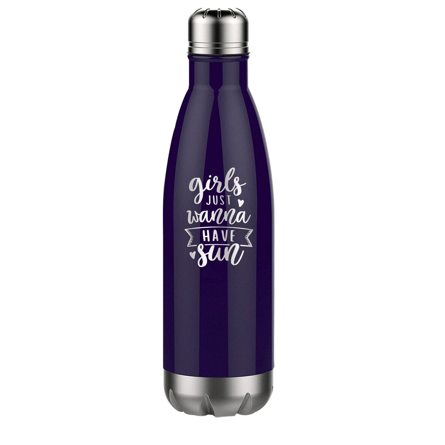 Girls Just Wanna Have Sun - 17 oz Water Bottle Engraved Unique Funny ...