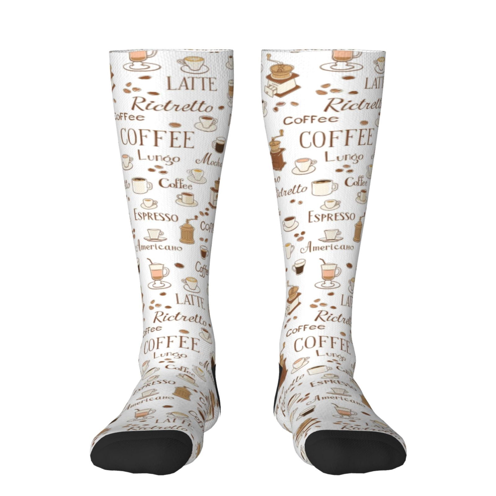 Fotbe Coffee print Women's Men's Novelty Crew Socks Cotton Socks Knee ...