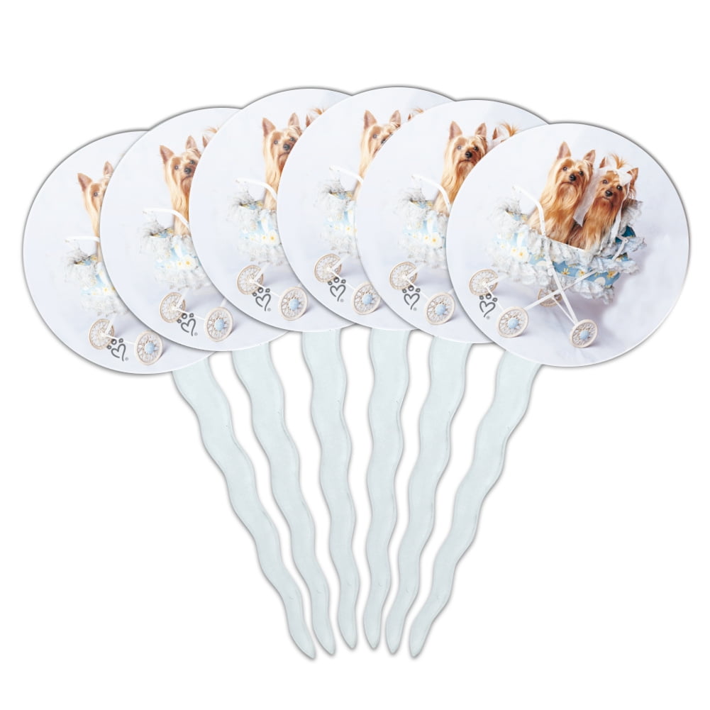 Yorkie Yorkshire Terriers Dog Baby Stroller Cupcake Picks Toppers ...