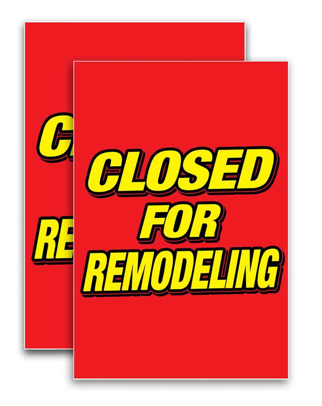 Closed For Remodeling (24" X 36") Vinyl Decal Only (Pack of 2) |Sign ...