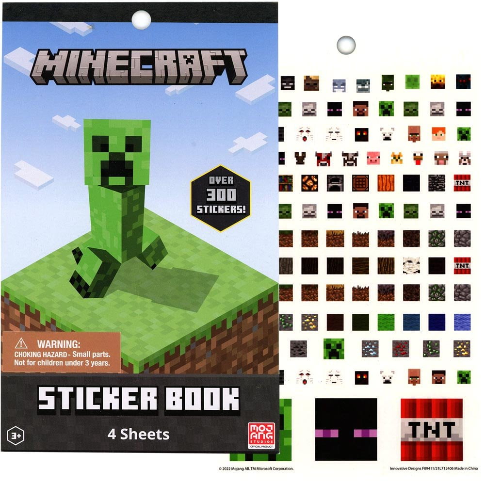 Minecraft 4 Sheet Sticker Pad, 200+ Stickers - Walmart.com