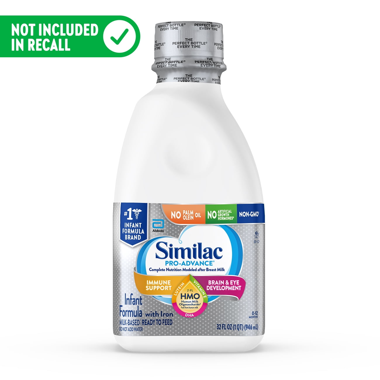 Similac Pro-Advance GMO-Free Liquid Baby Formula, 32 fl oz Bottle (6 ...