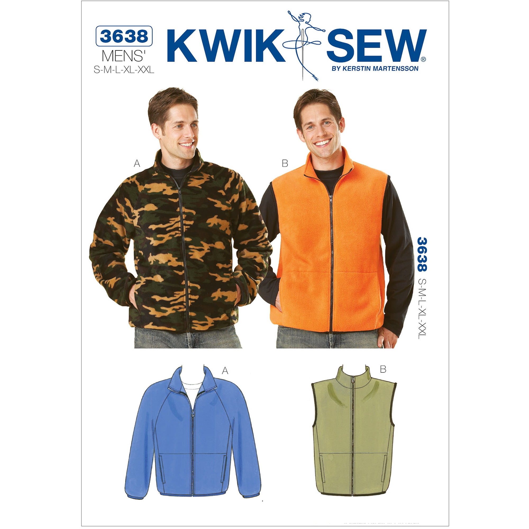 Kwik Sew K3638 Jacket and Vest Sewing Pattern, Size S-M-L-XL-XXL ...