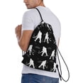 Drawstring Backpack - white hockey players black print Splash Proof ...