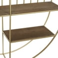 DecMode Gold Modern Iron Round Wall Shelf with Natural Brown Shelf ...