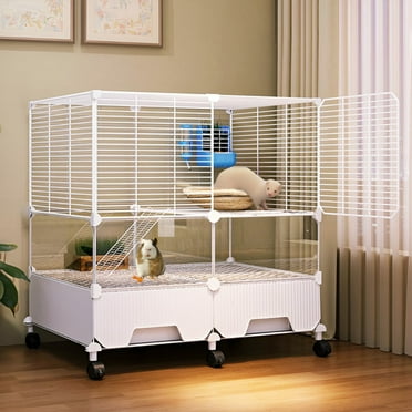 Pet Playpen Small Animal Cage 56 Panels with Doors, Ramps and Storage ...