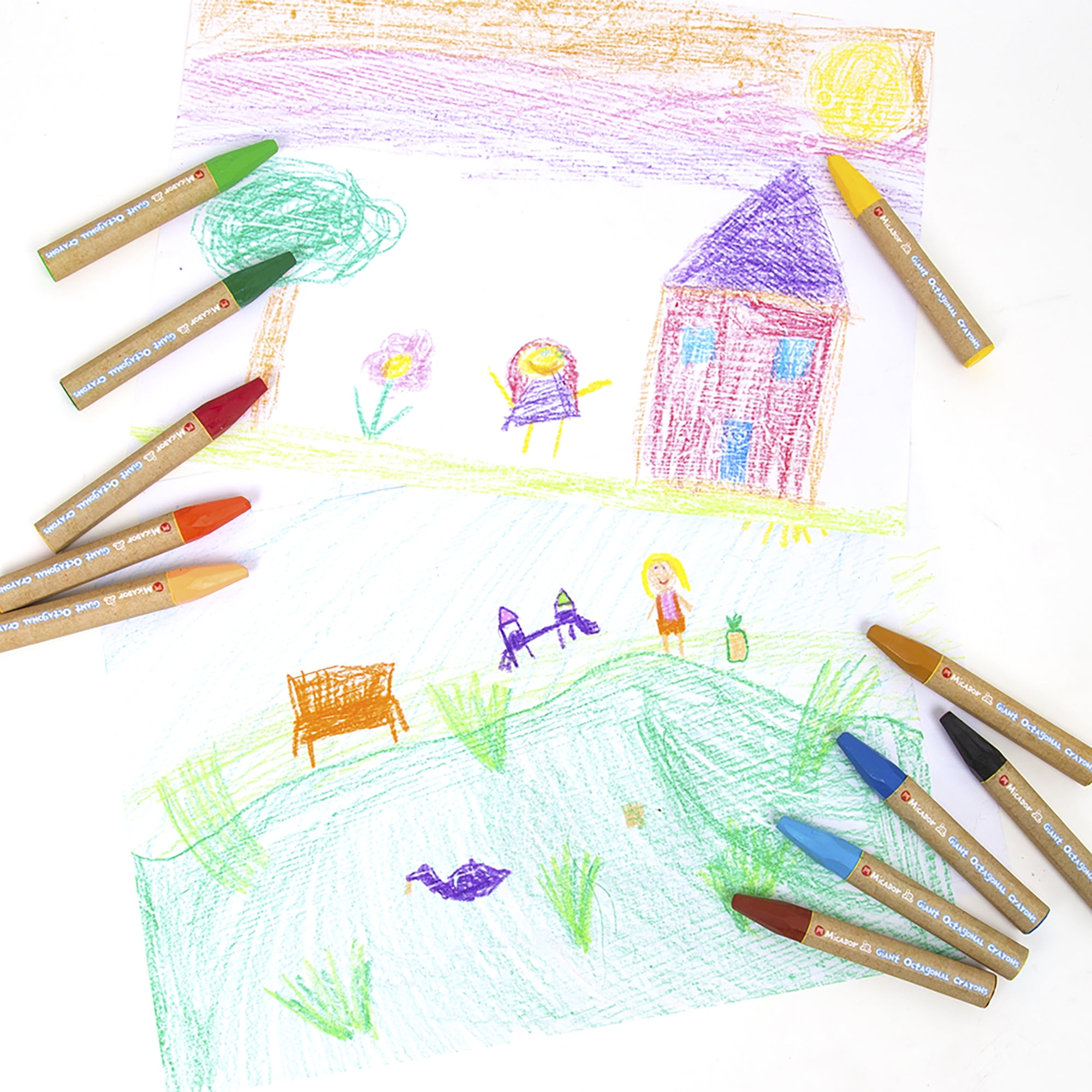 Micador Jr. Giant Octagonal Crayons, 12-Colors