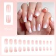 24 Pcs Short Square on Nails Glossy Full Covers False Nails Simple ...