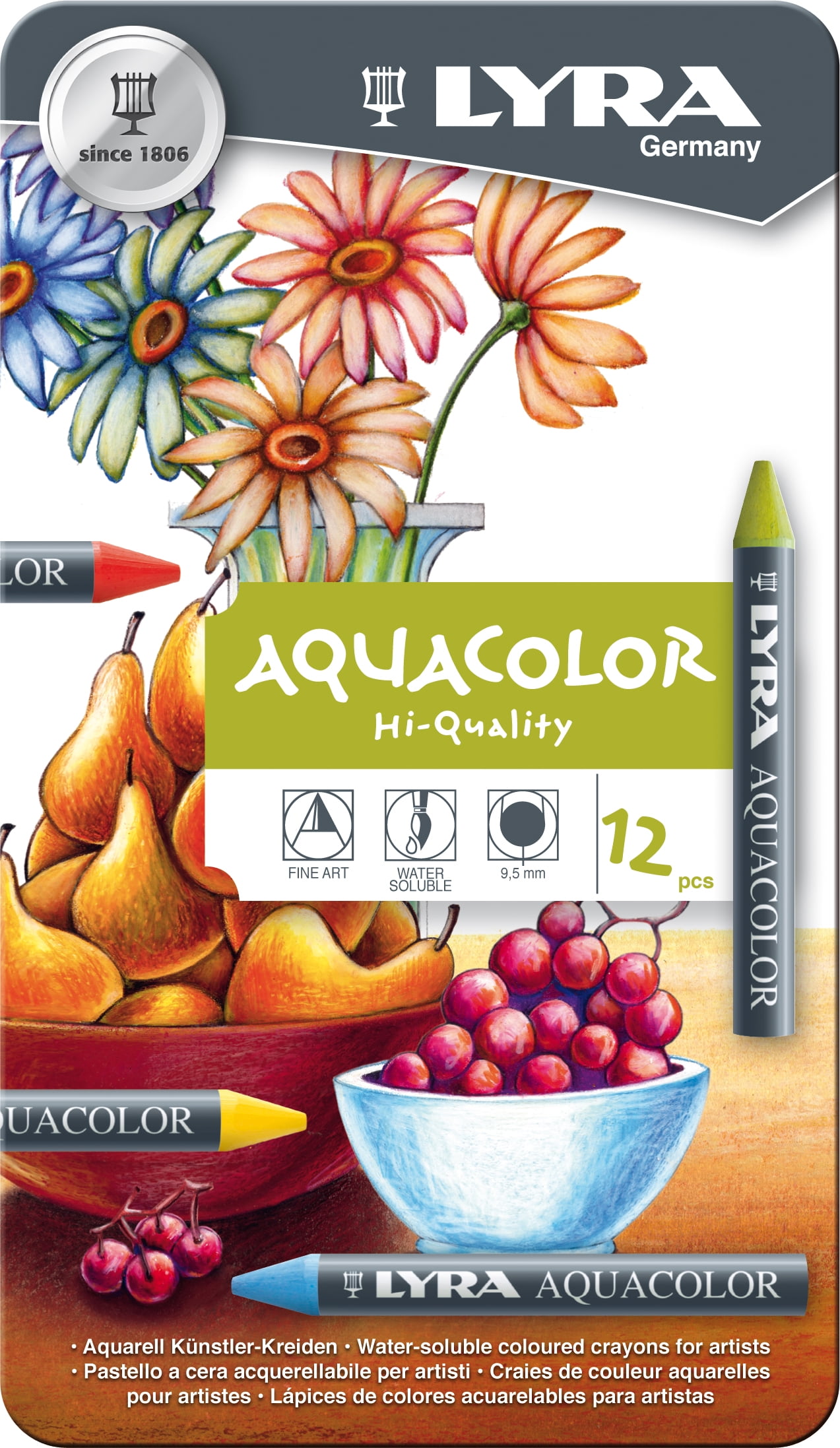 Lyra Aquacolor Crayon Set, 12-Colors - Walmart.com