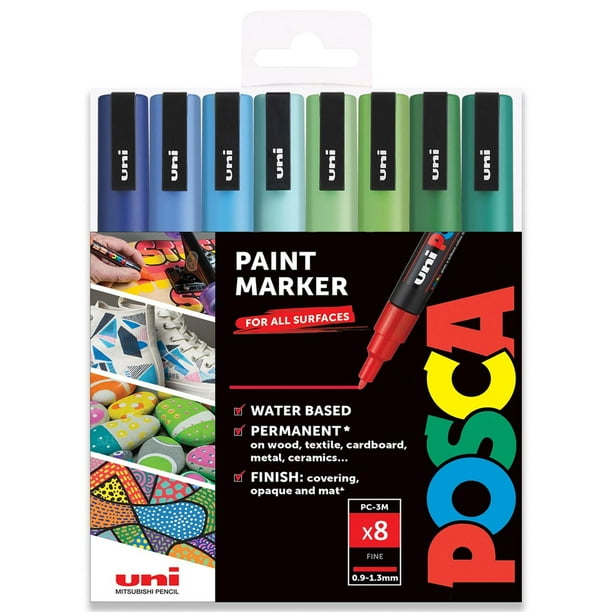 POSCA - PC-3M - Paint Marker Art Pens - 0.9-1.3mm - Blue Green Tones ...