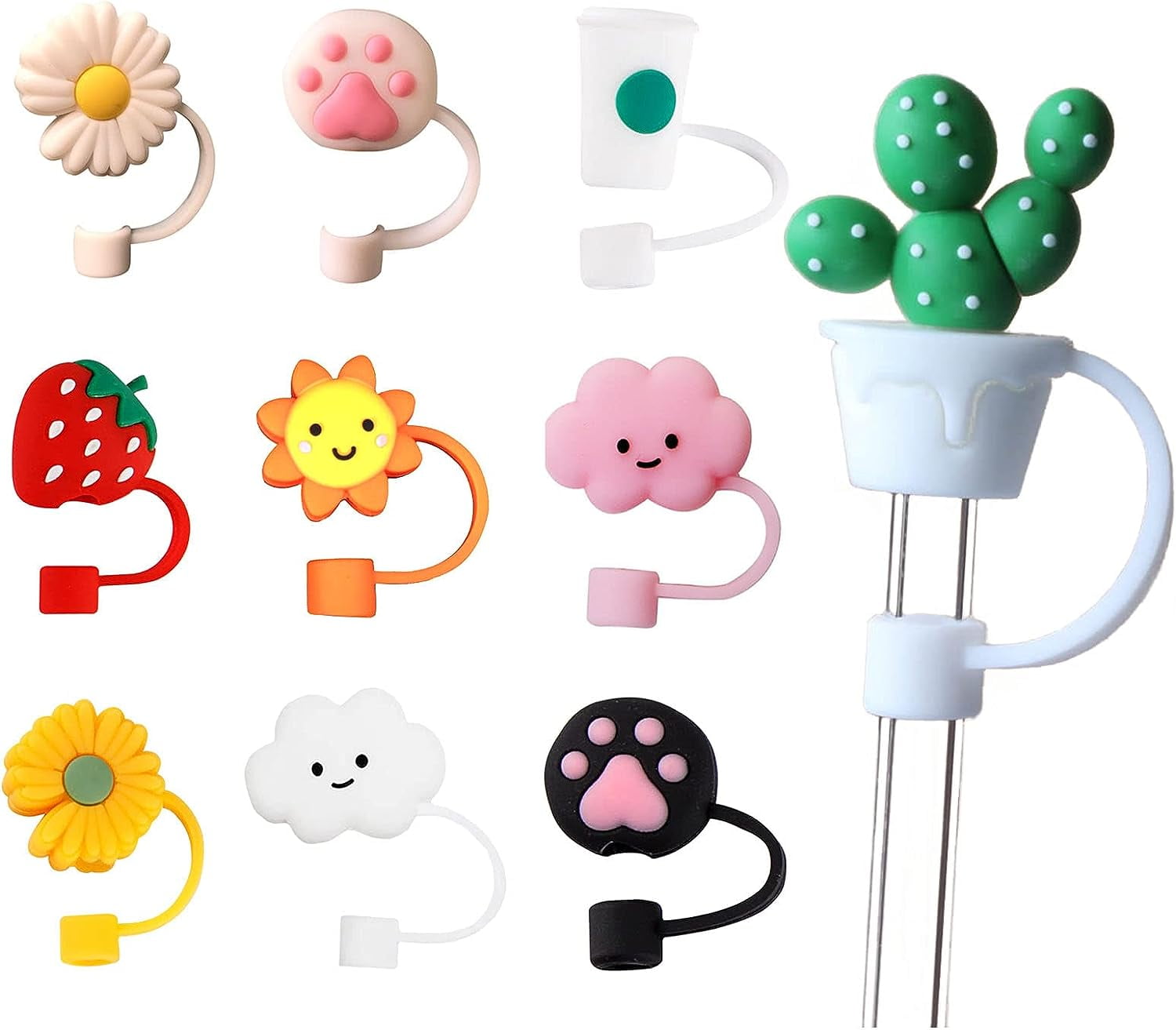 10Pcs Straw Cover Cap, Straw Covers Cloud, Cloud Straw Toppe, Traw ...