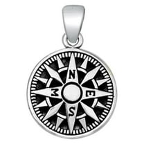 Sterling Silver Detailed Compass Rose Pendant North East South West ...