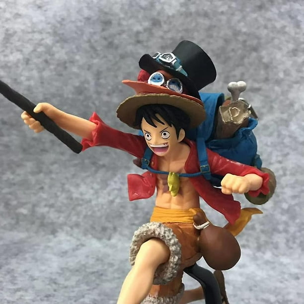 Anime Character One Piece Luffy Backpack Sabo Ace Hat 20cm Collectible ...