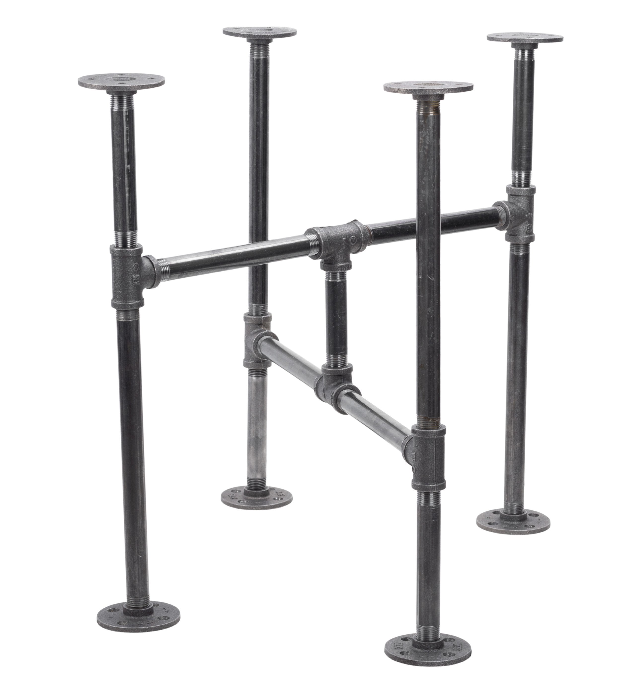 Industrial Turnpike End Table Leg Set Dark Grey/Black Steel Metal Pipes ...