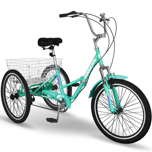 LILYPELLE 24" 3 Wheel Bike for Adults Folding Tricycle 7 Speed Adult ...