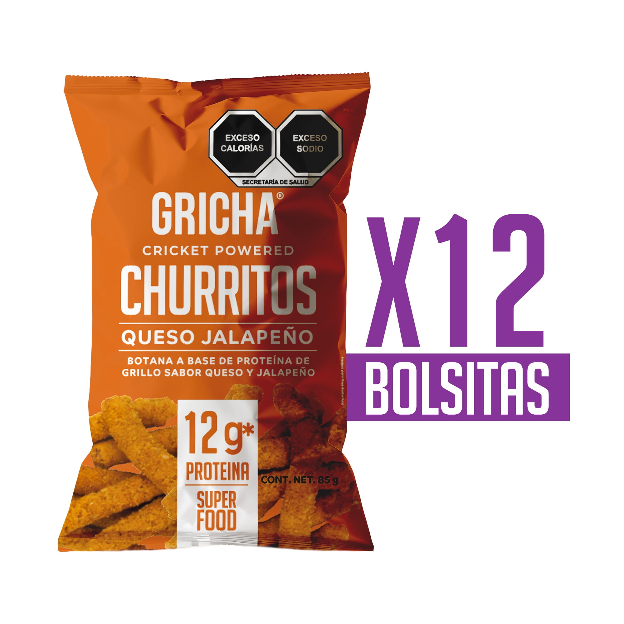 Gricha 12 Pack Churritos Con Proteina, Sin Gluten, Sin Soya, Sabor ...