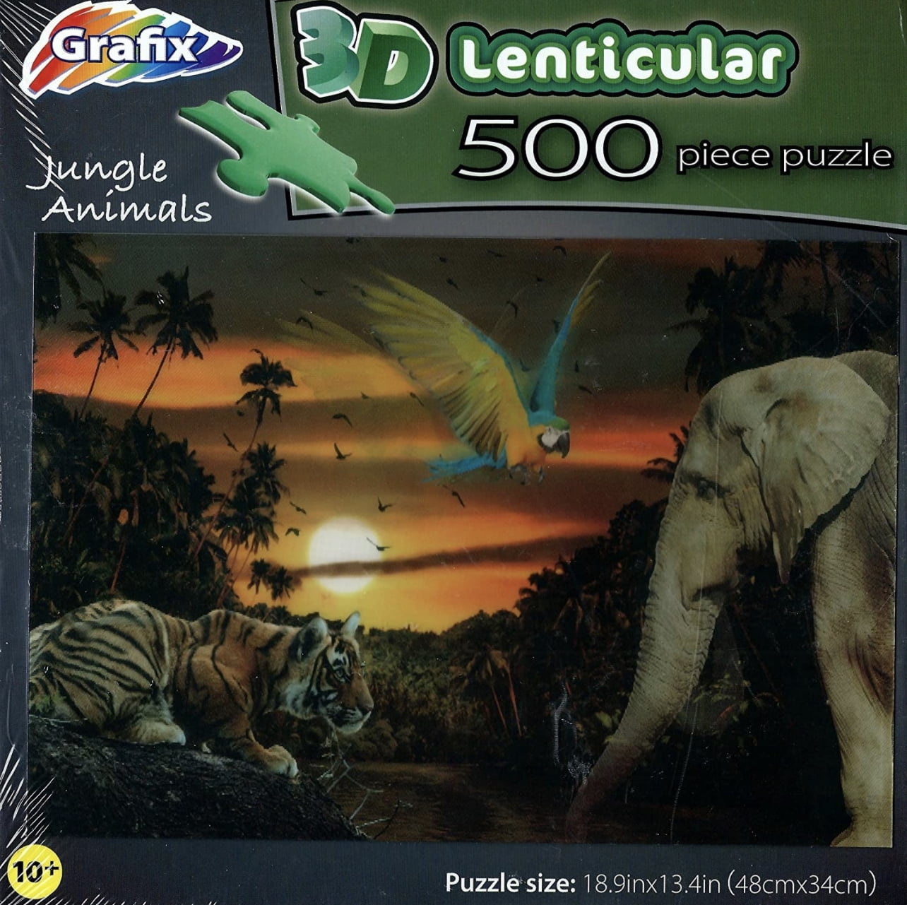 Grafix 3D Lenticular Puzzle Jungle Animals 18.9" x 13.4" - Walmart.com