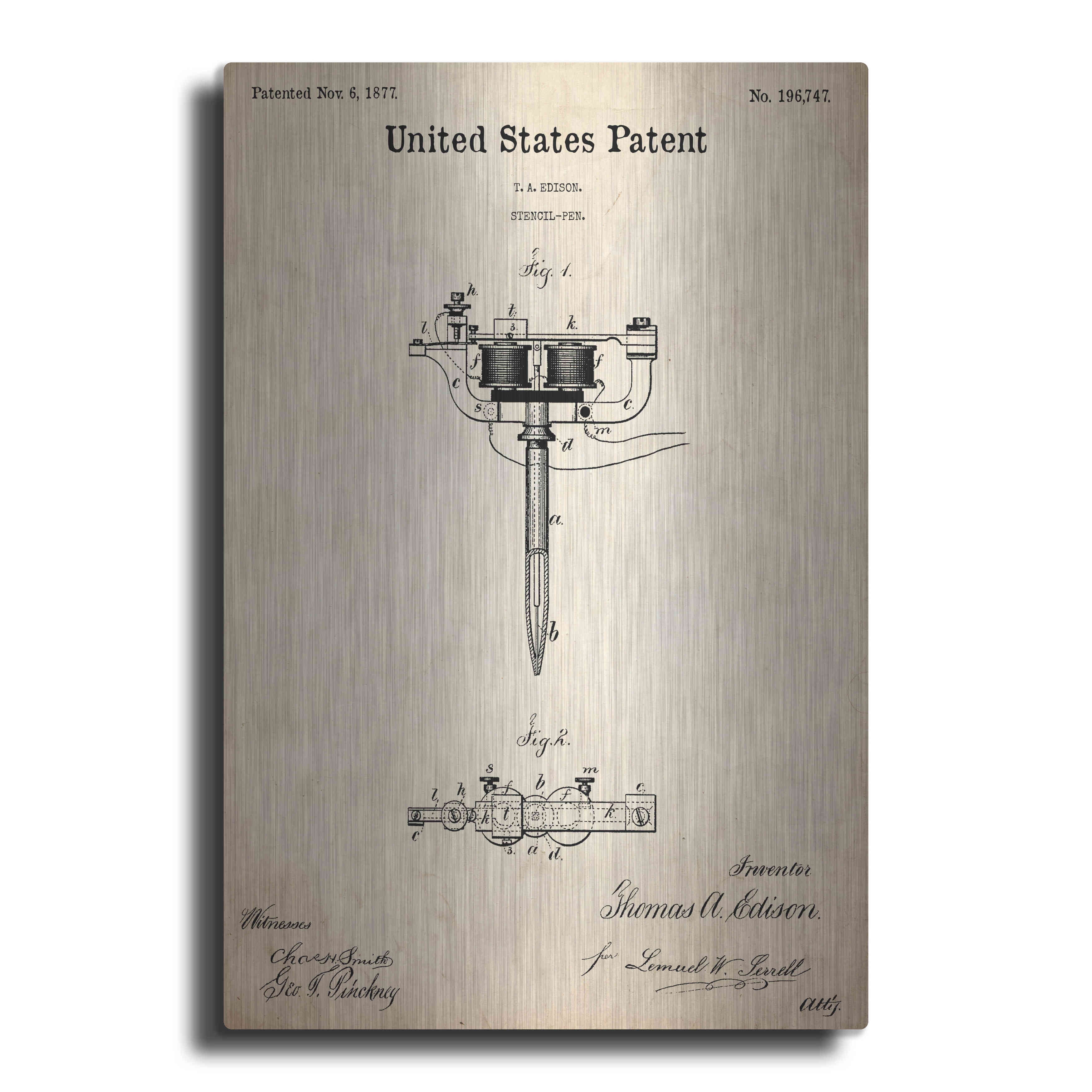 Luxe Metal Art 'Tattoo Stencil Pen Blueprint Patent Parchment,' Metal ...