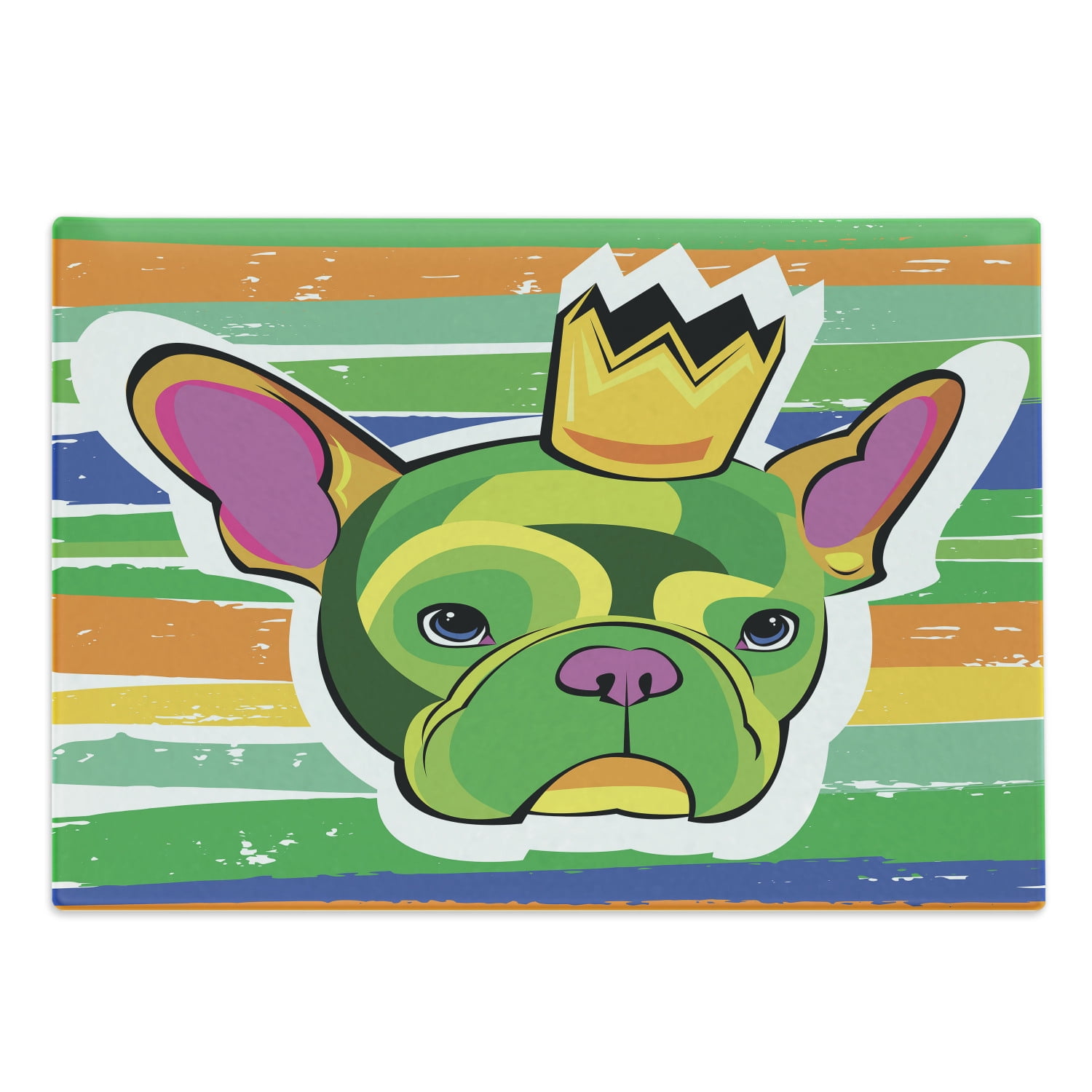Bulldog Cutting Board, Green French Bulldog Head with a Crown on ...