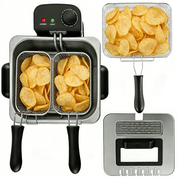 OVENTE Electric Deep Fryer 1.5L, Adjustable Temperature, Viewing Window ...