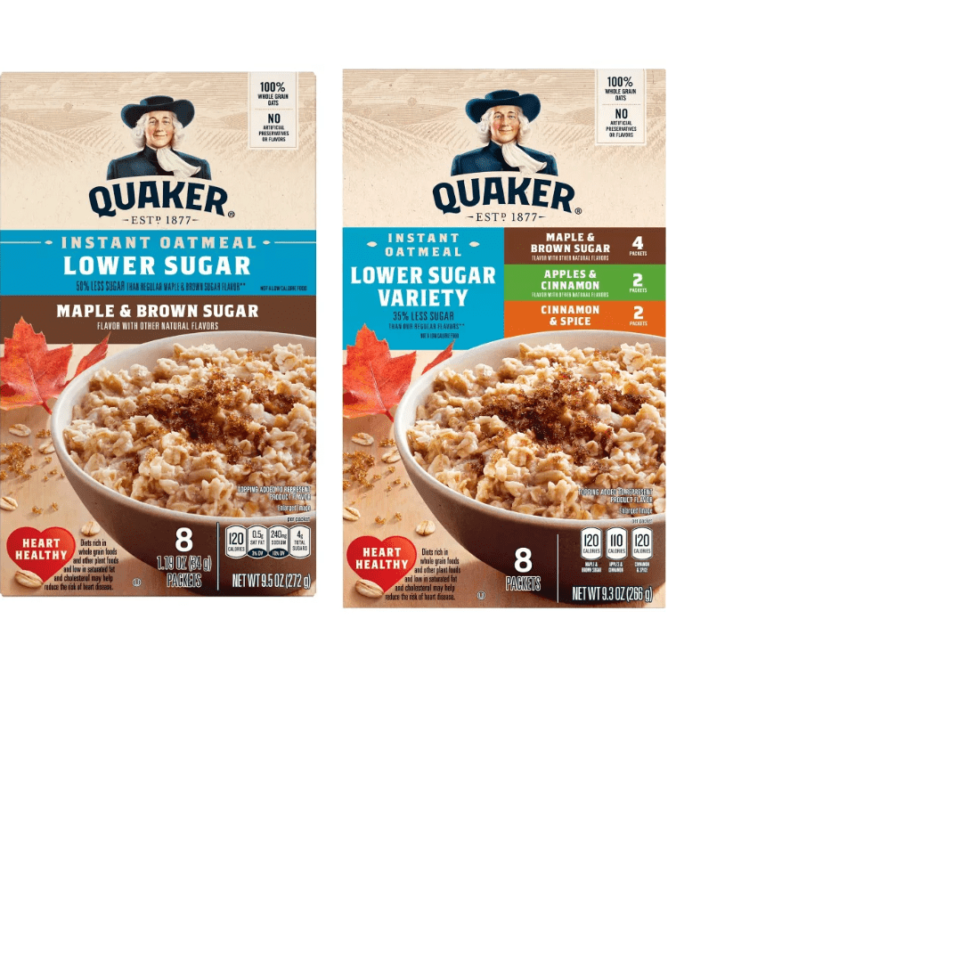 Quaker Instant Oatmeal Lower Sugar Variety Pack Maple Brown Sugar
