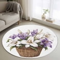 4ft Round Rug White Spring Floral Area Rugs for Living Room Bedroom ...