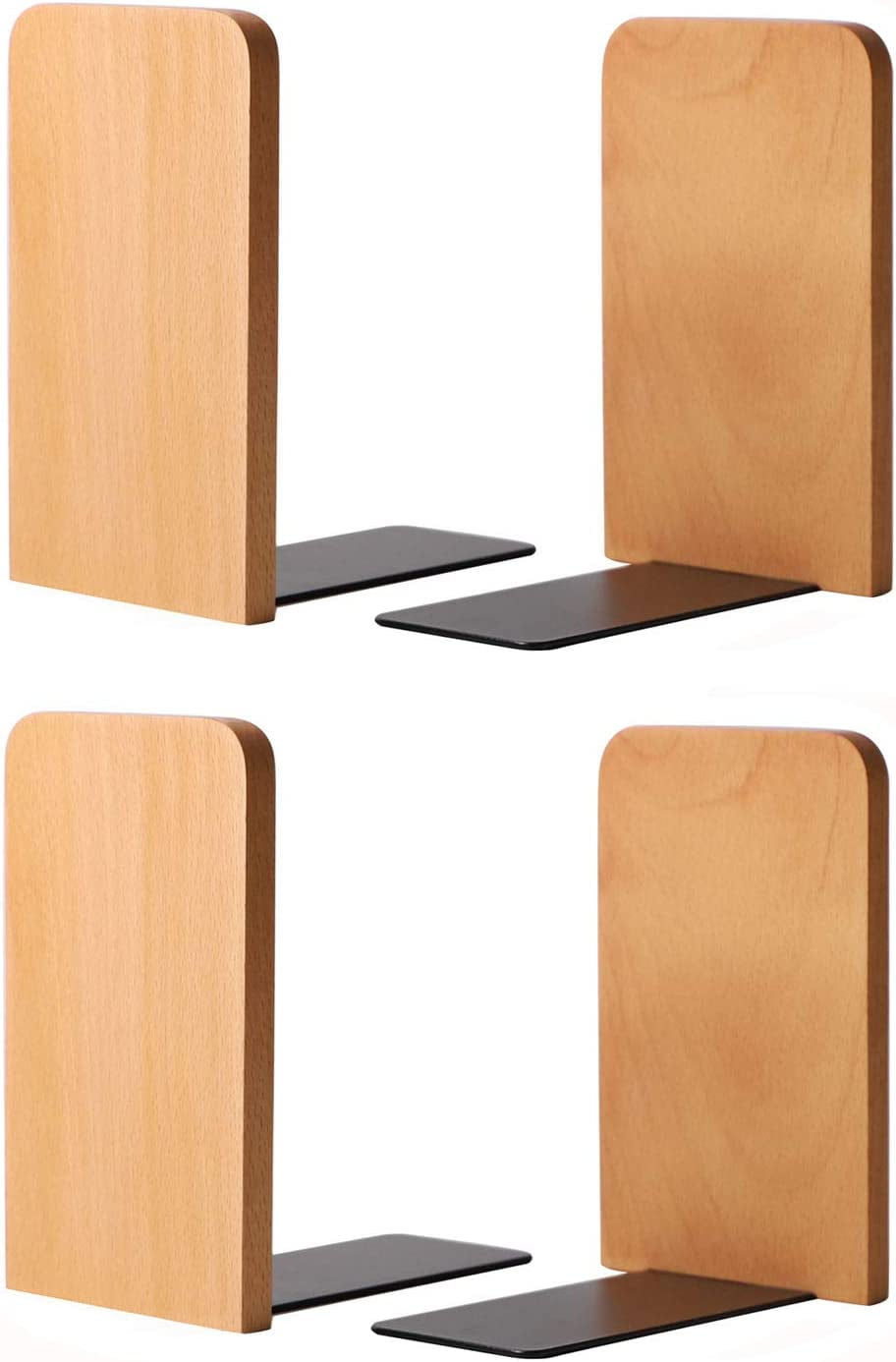 Muso Wood Book Ends for Shelves, Non-Slip Bookends, Heavy Duty Wooden ...