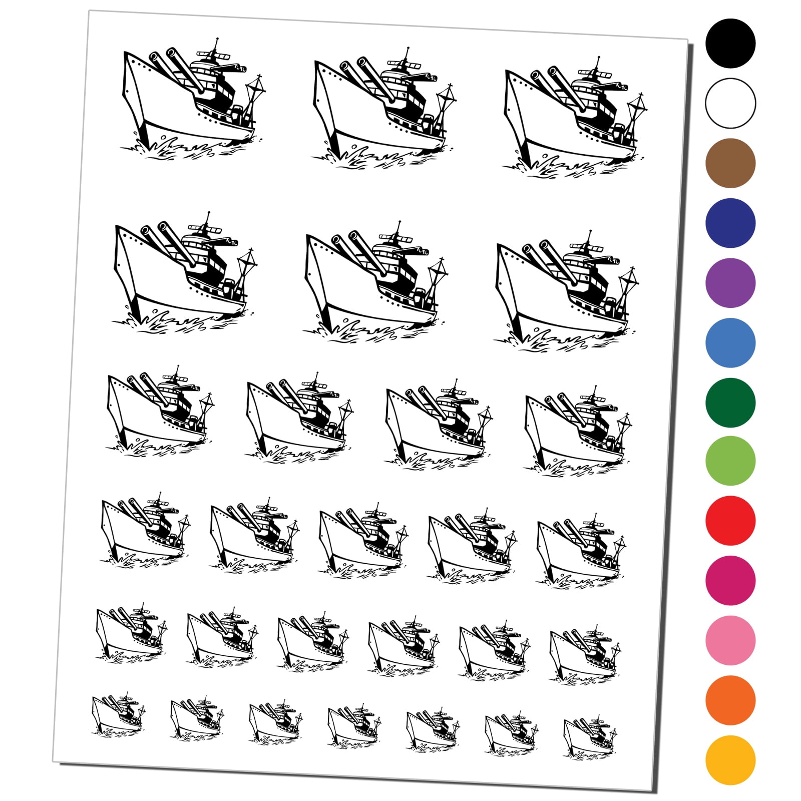 Cartoon Navy Battleship Water Resistant Temporary Tattoo Set Fake Body ...
