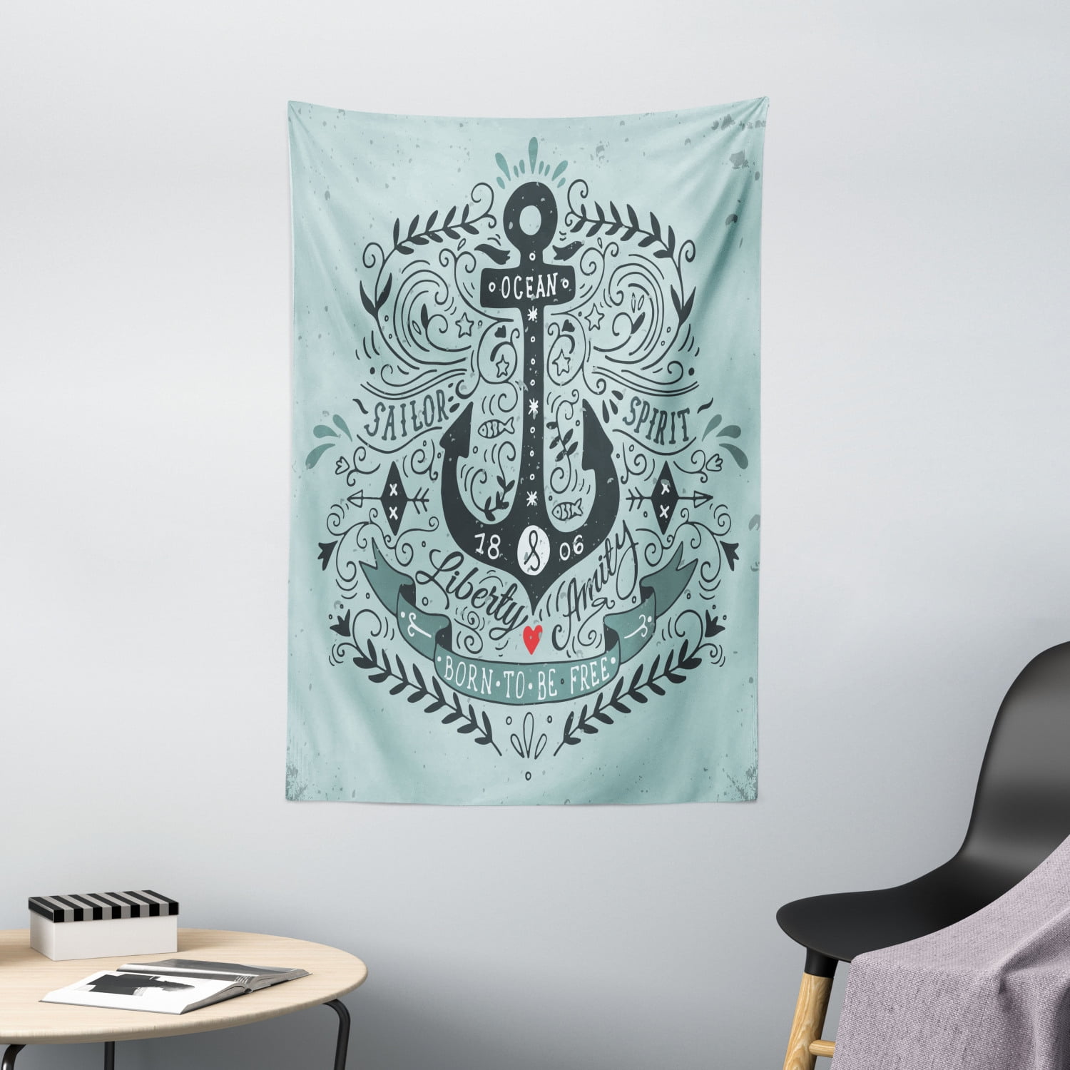 Naivy Decor Tapestry, Vintage Label with Anchor Lettering Quotes and ...