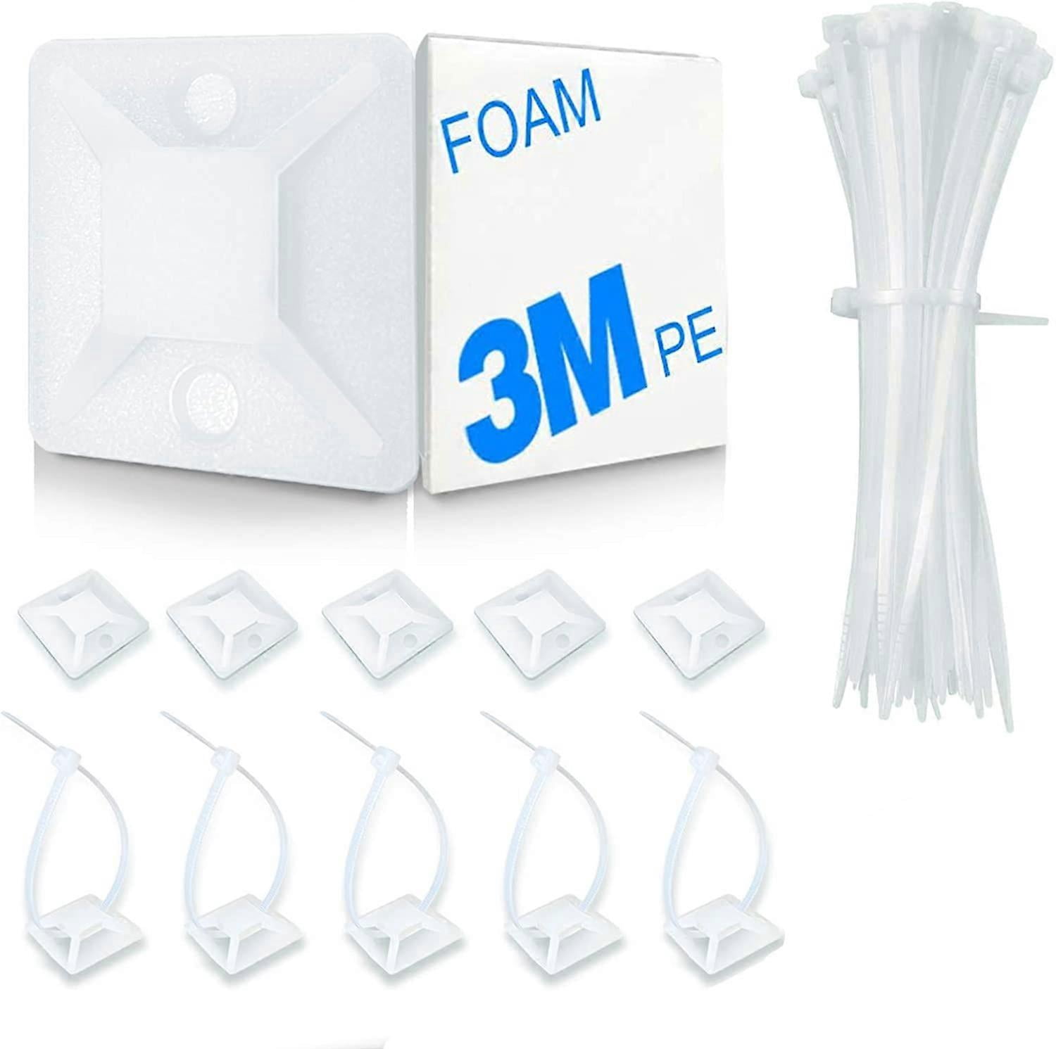 Paquete de 100 soportes con bridas, autoadhesivos para sujetacables ...