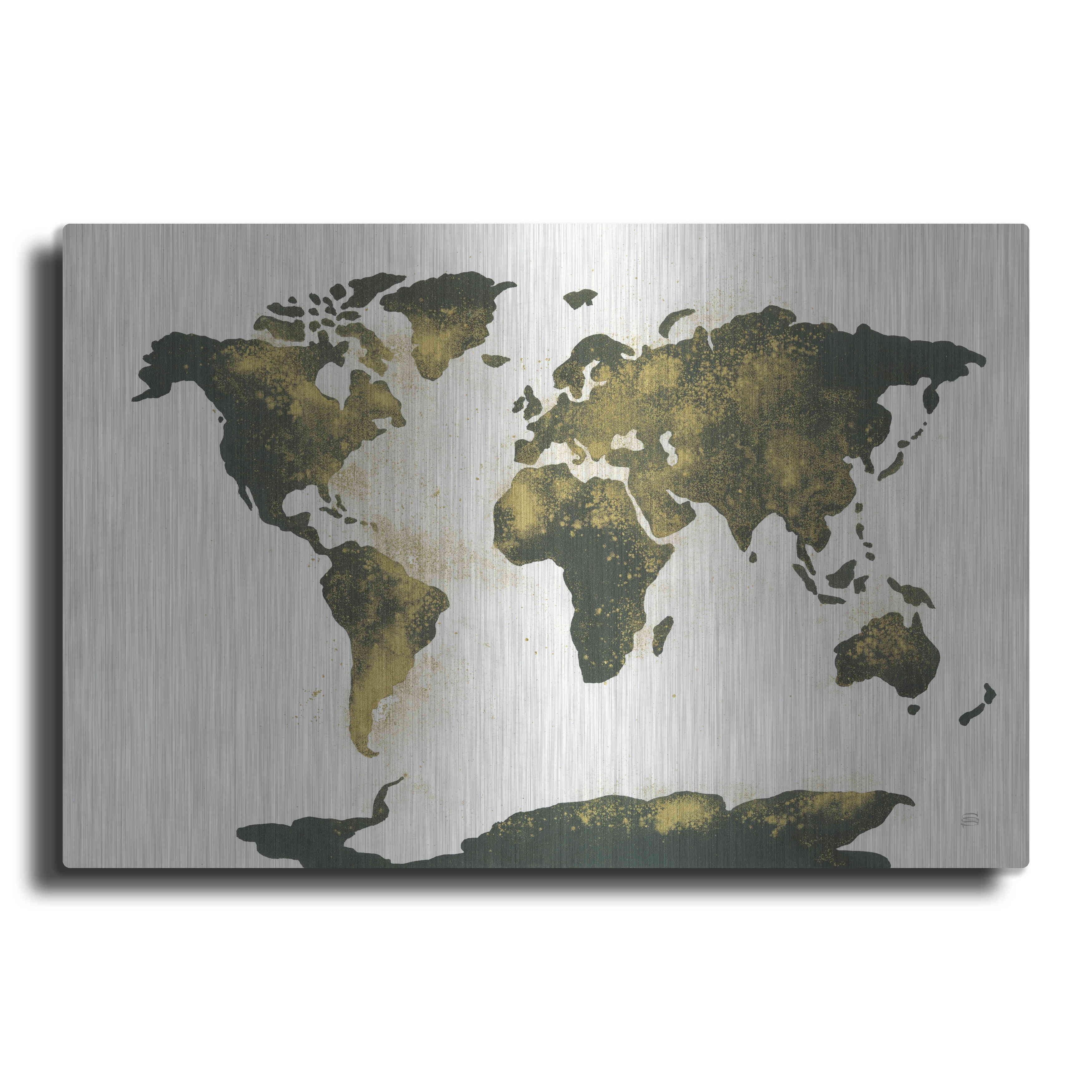 Luxe Metal Art 'World Map Gold Dust' by Chris Paschke, 16"x12 ...