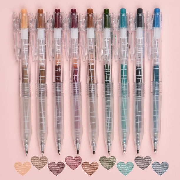 Amdohai 9 Color Gel Pens Set 0.5mm Pen Lead Colored Pens Retractable ...