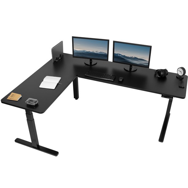 VIVO Electric 83" x 60" Stand Up Corner Desk, Black Table Tops, Black ...